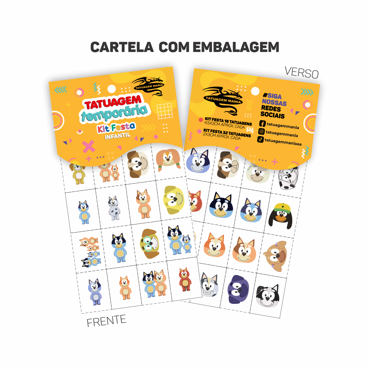 Tatuagem Temporária Infantil Cachorro Azul | Kit Festa 32-076 - Loja ...