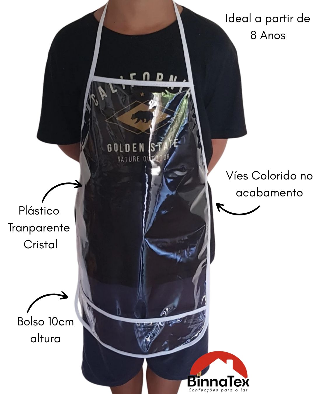 Avental Juvenil Plástico com bolso 10cm para pintura e uso escolar ...