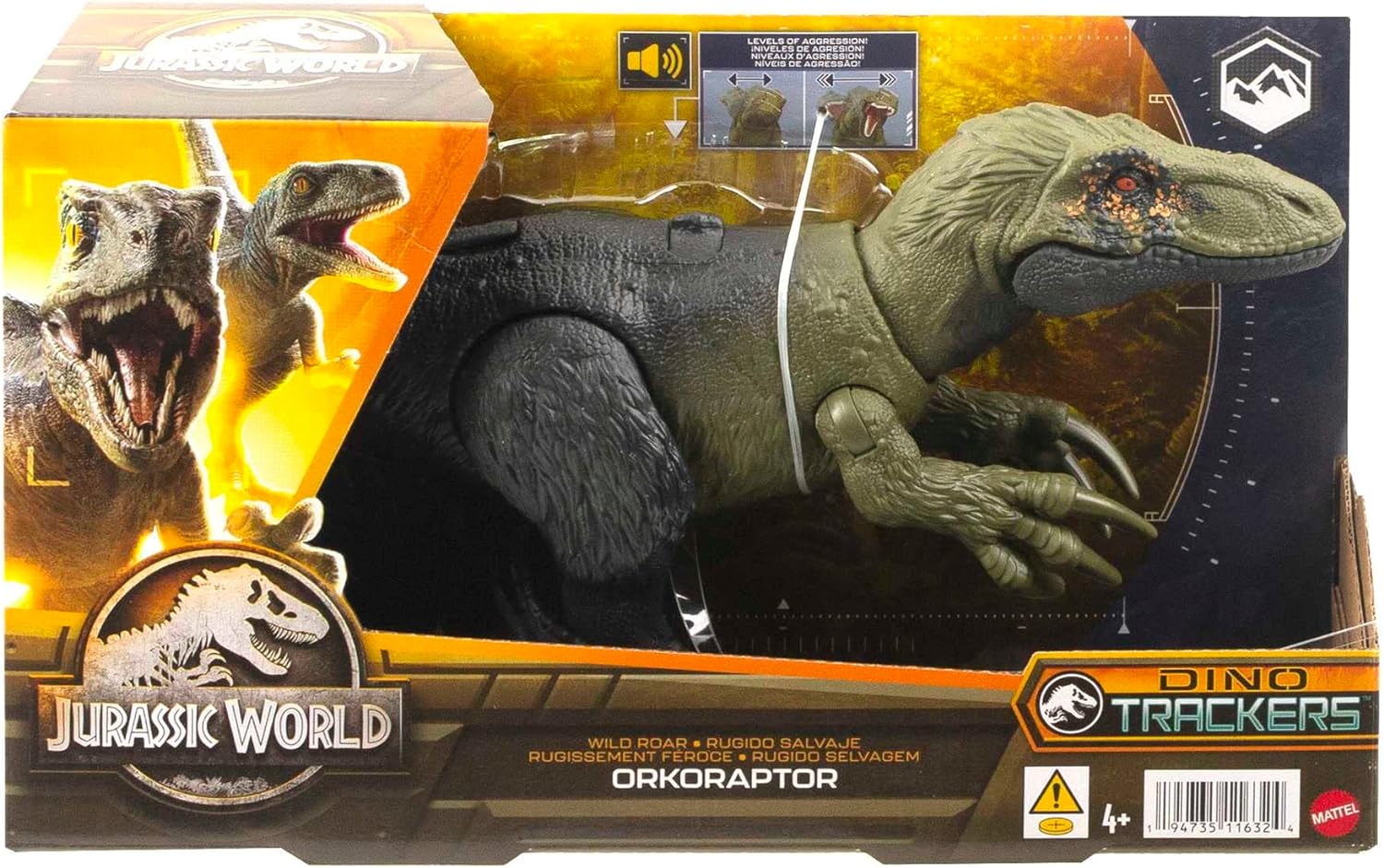 ORKORAPTOR RUGIDO SELVAGEM COM SOM DINO TRACKERS JURASSIC WORLD DOMINI ...