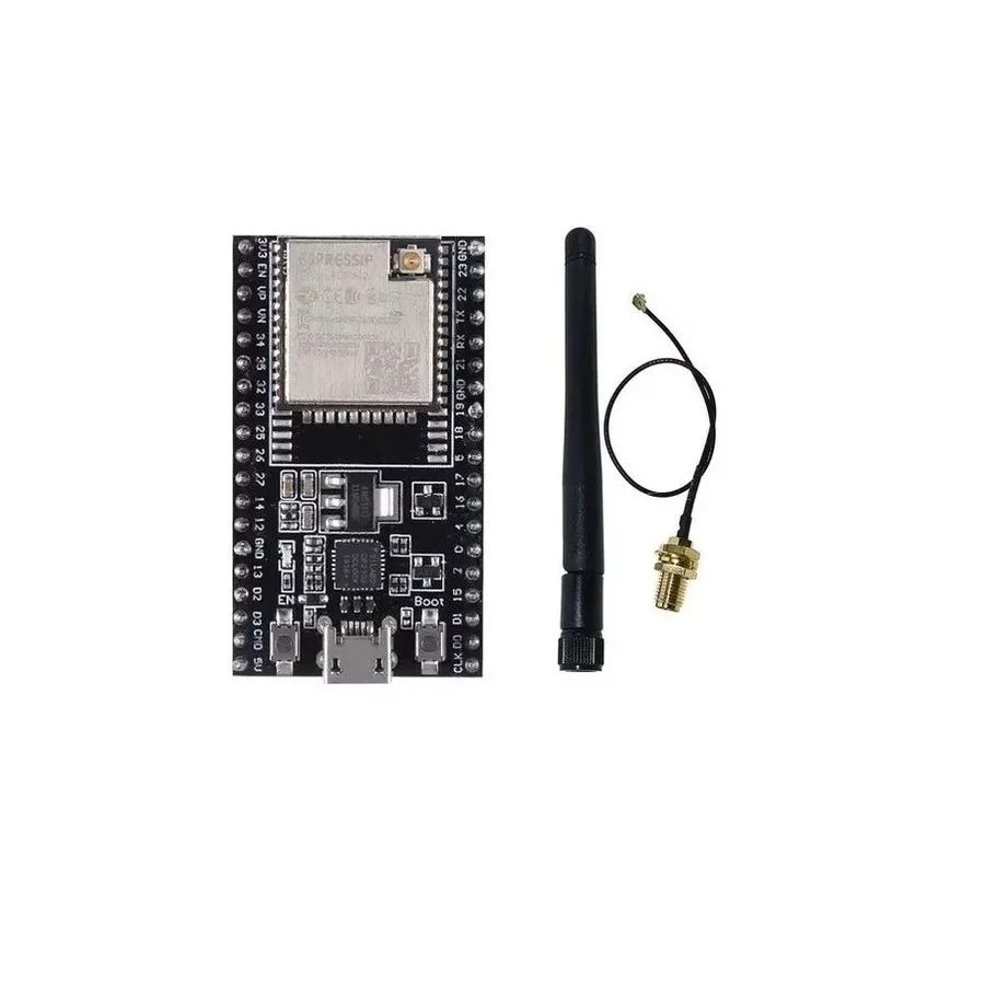Placa de Desenvolvimento Wifi Bluetooth ESP32 WROOM-32U com Antena ... Placa de Desenvolvimento Wifi Bluetooth ESP32 WROOM-32U com Antena ...