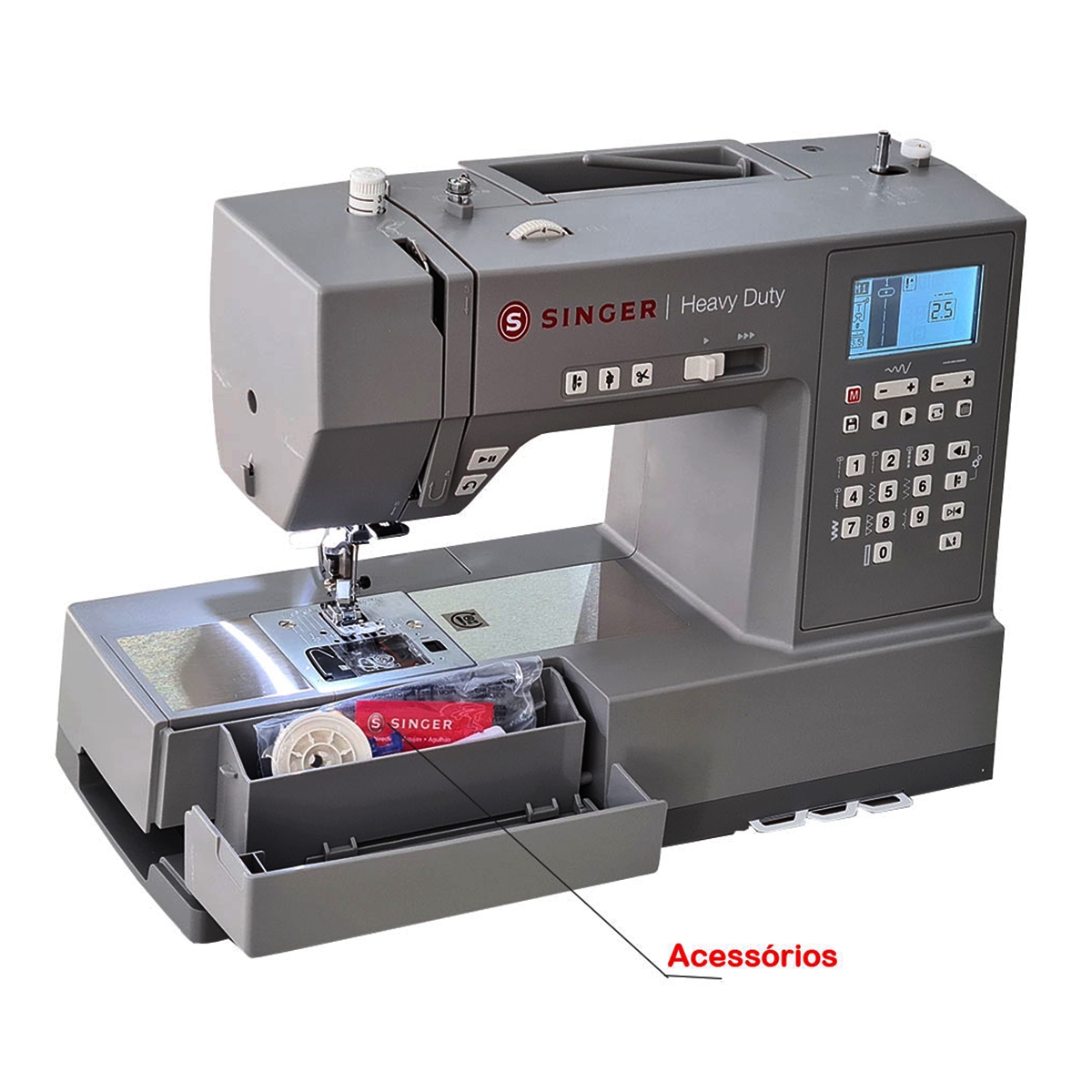 Máquina de Costura Doméstica Eletrônica Singer Heavy Duty HD6805 - Plamaq Máquinas de Costura