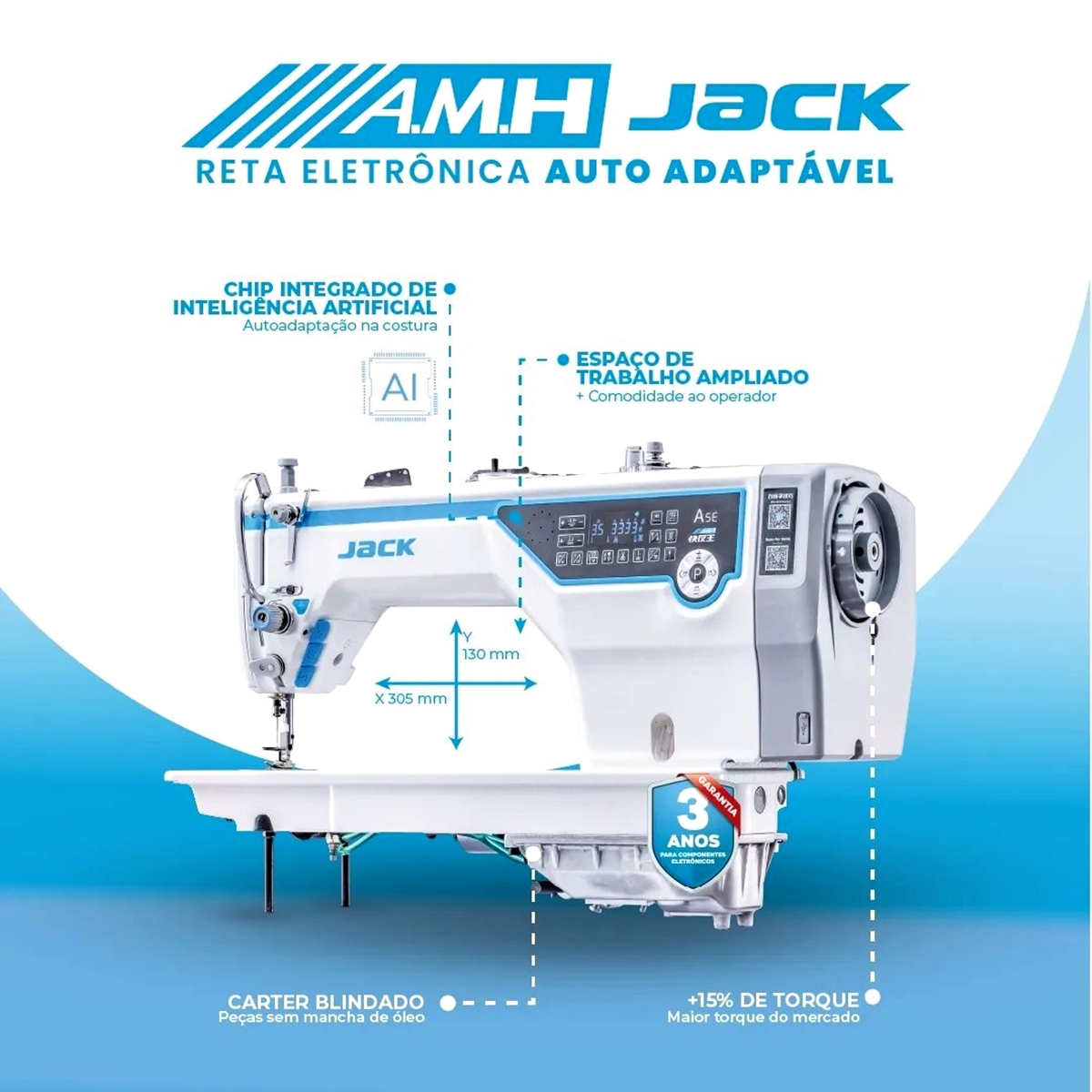Máquina de Costura Reta Eletrônica Direct Drive Jack A5E-A AMH - Plamaq Máquinas de Costura