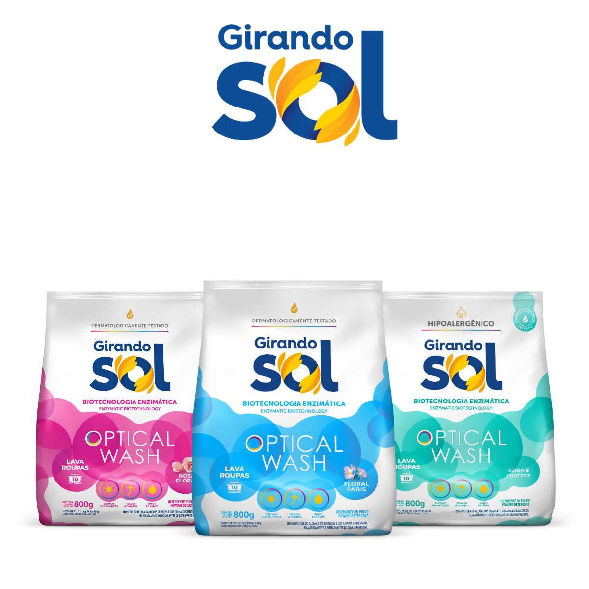 Lava Roupas Em Pó Rosa Floral Girando Sol 800G, Optical Wash Biotecnologia Enzimática - La Casa ...