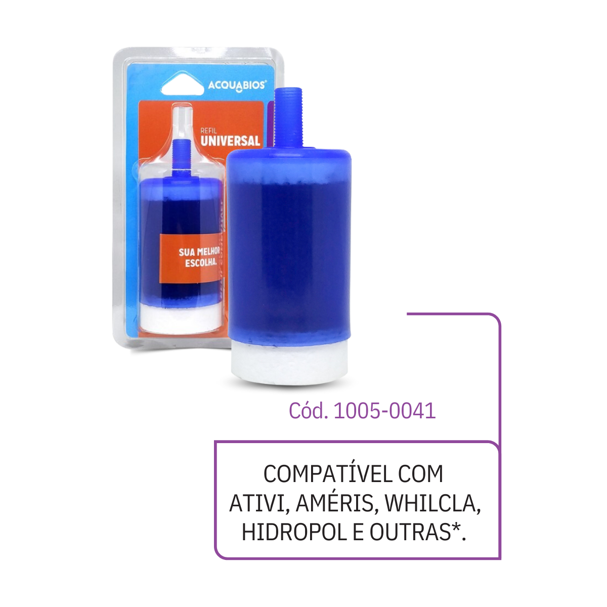 Refil Filtro De Água Universal ATV40 Acquabios 1005-0041 (Compatível ...