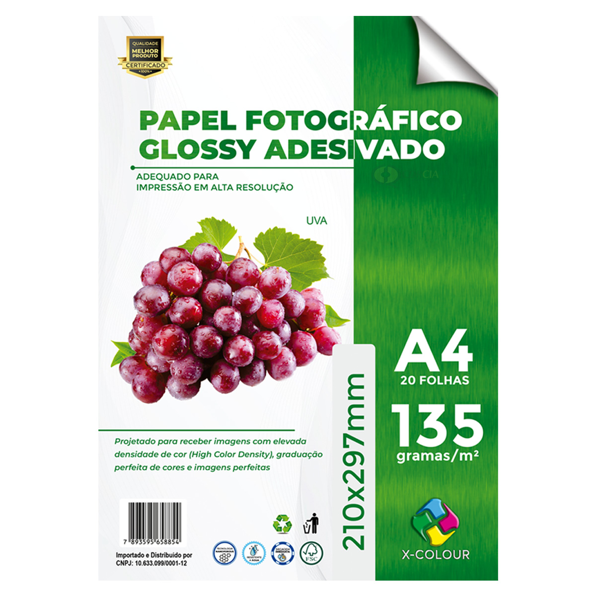 Papel Adesivo A4 Fotográfico 135g X-Colour - 40 Folhas - CDRCIA Comércio e Assistência Técnica