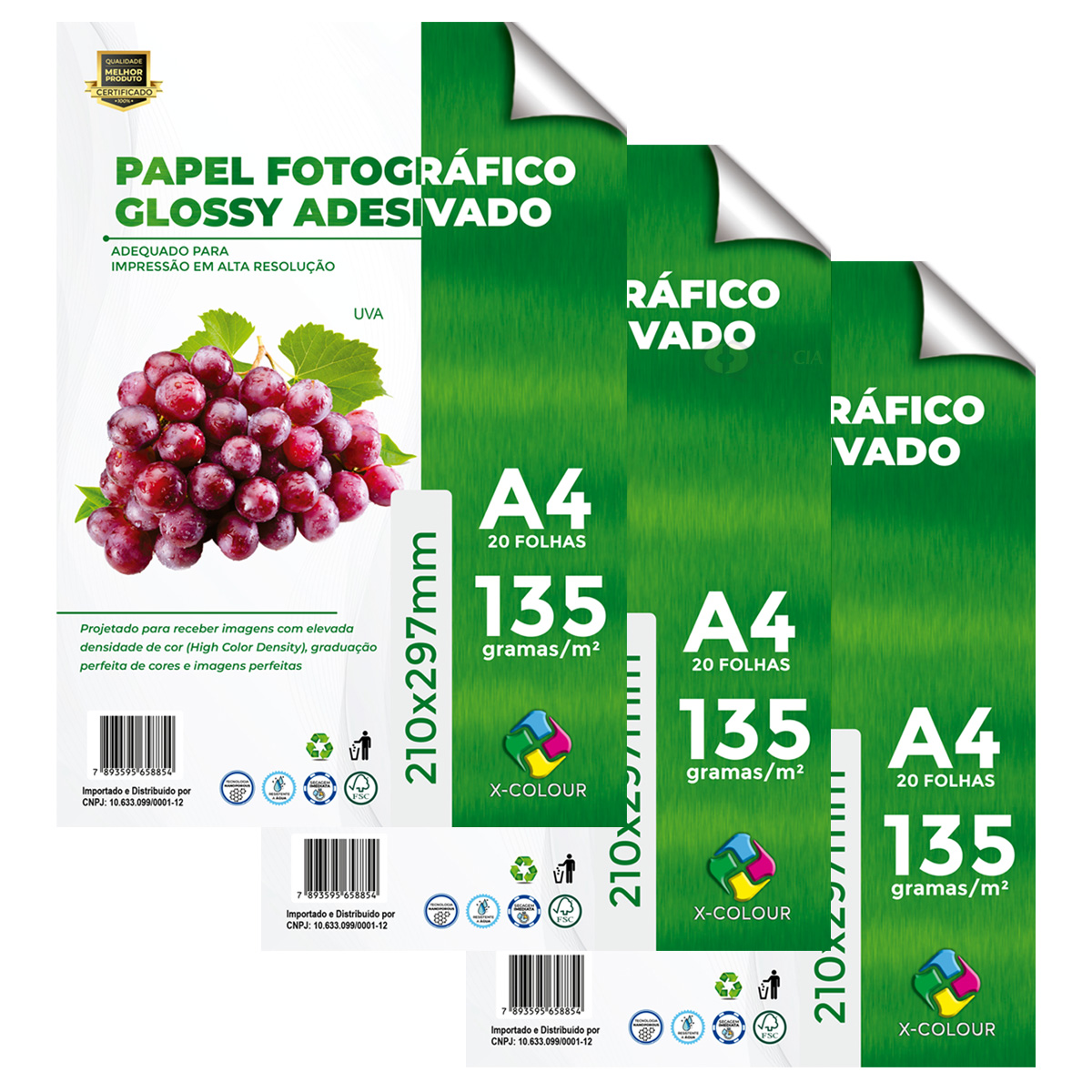 Papel Adesivo A4 Fotográfico 135g X-Colour - 600 Folhas - CDRCIA Comércio e Assistência Técnica