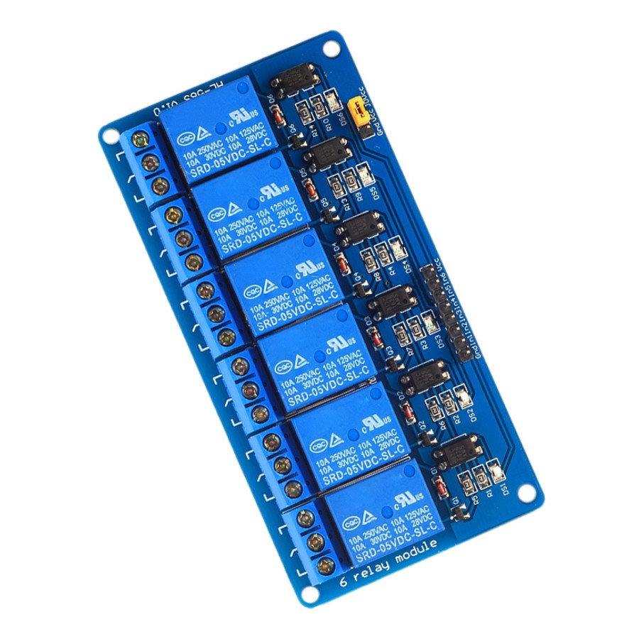 MODULO RELÉ 5V 6 CANAIS COM OPTOACOPLADOR - 4hobby Indústria e Comércio