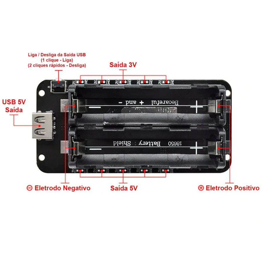 MÓDULO SHIELD DUPLO BATERIA 18650 PARA ARDUINO ESP32 RPI - 4hobby ...