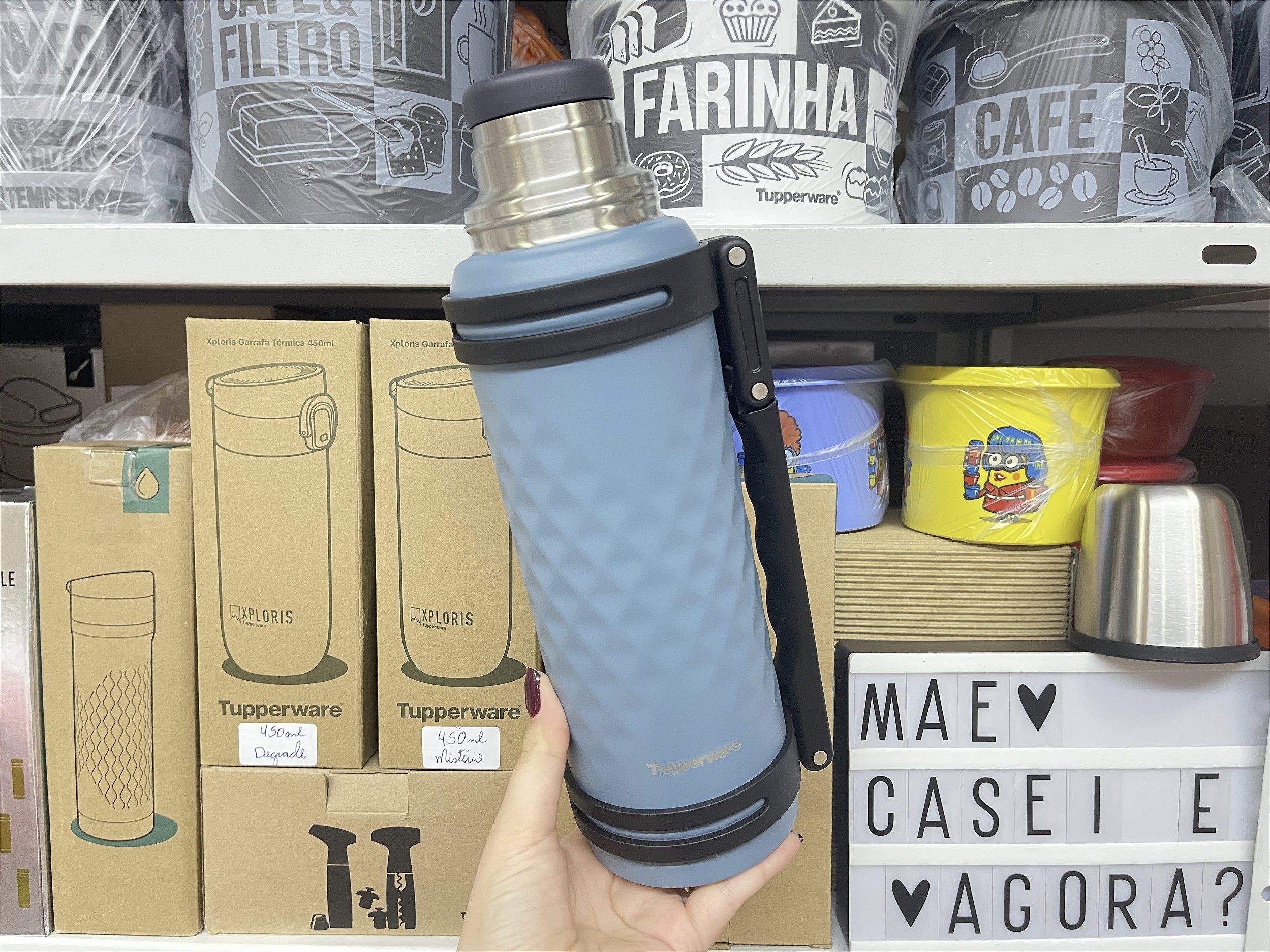 Tupperware Garrafa Térmica Outdoor Azul Texturizado 1,2 L - Mãe, Casei ...