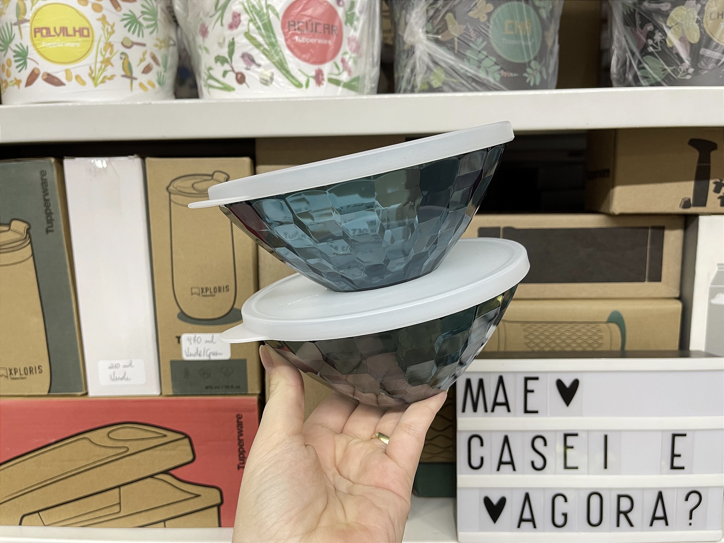 Tupperware Kit 4 Tigelas Prisma Verde Transparente e Tampa Branca - Mãe ...