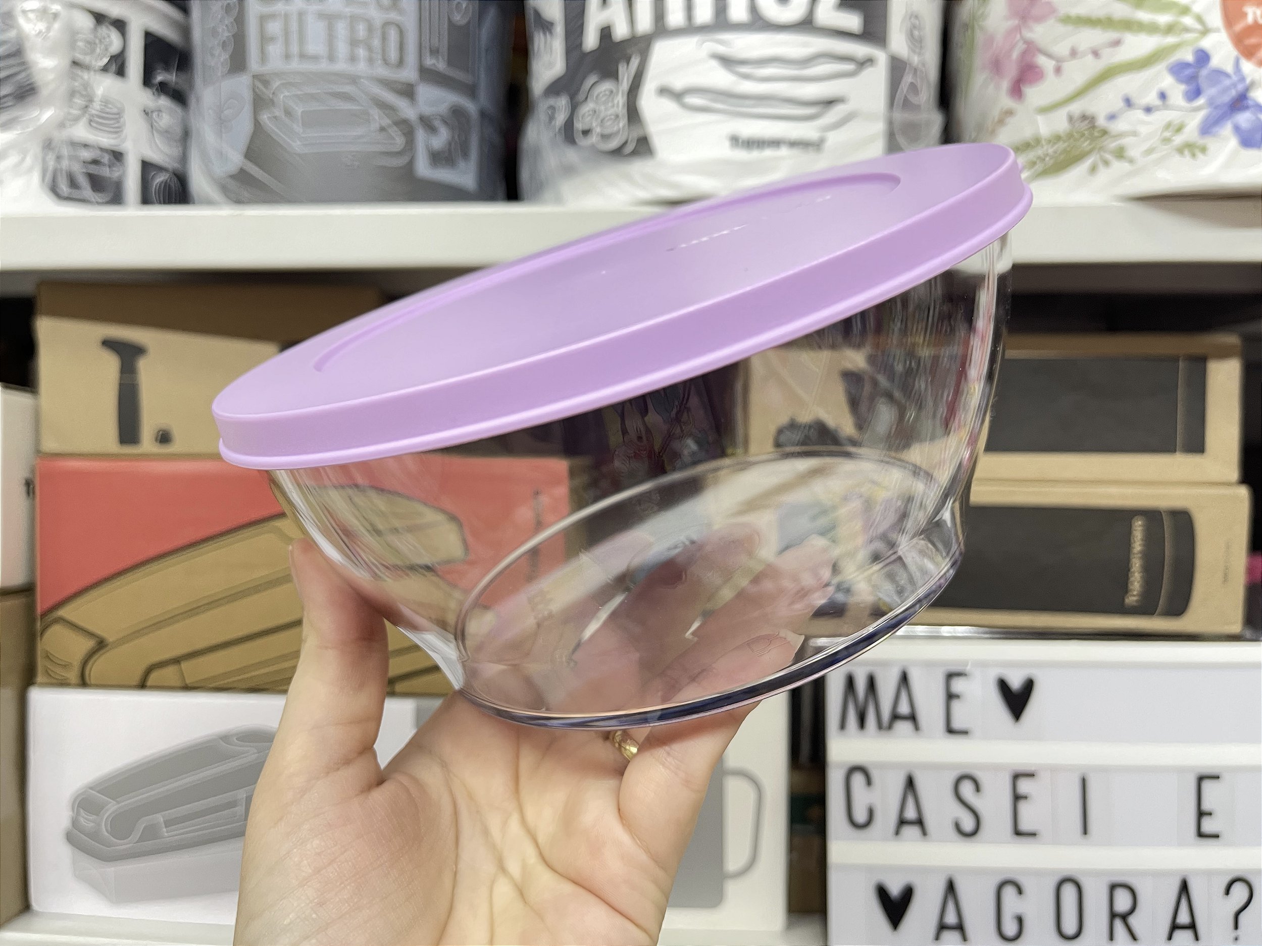 Tupperware Kit 4 Peças Clear Transparente com Tampa Lilás - Mãe, Casei ...