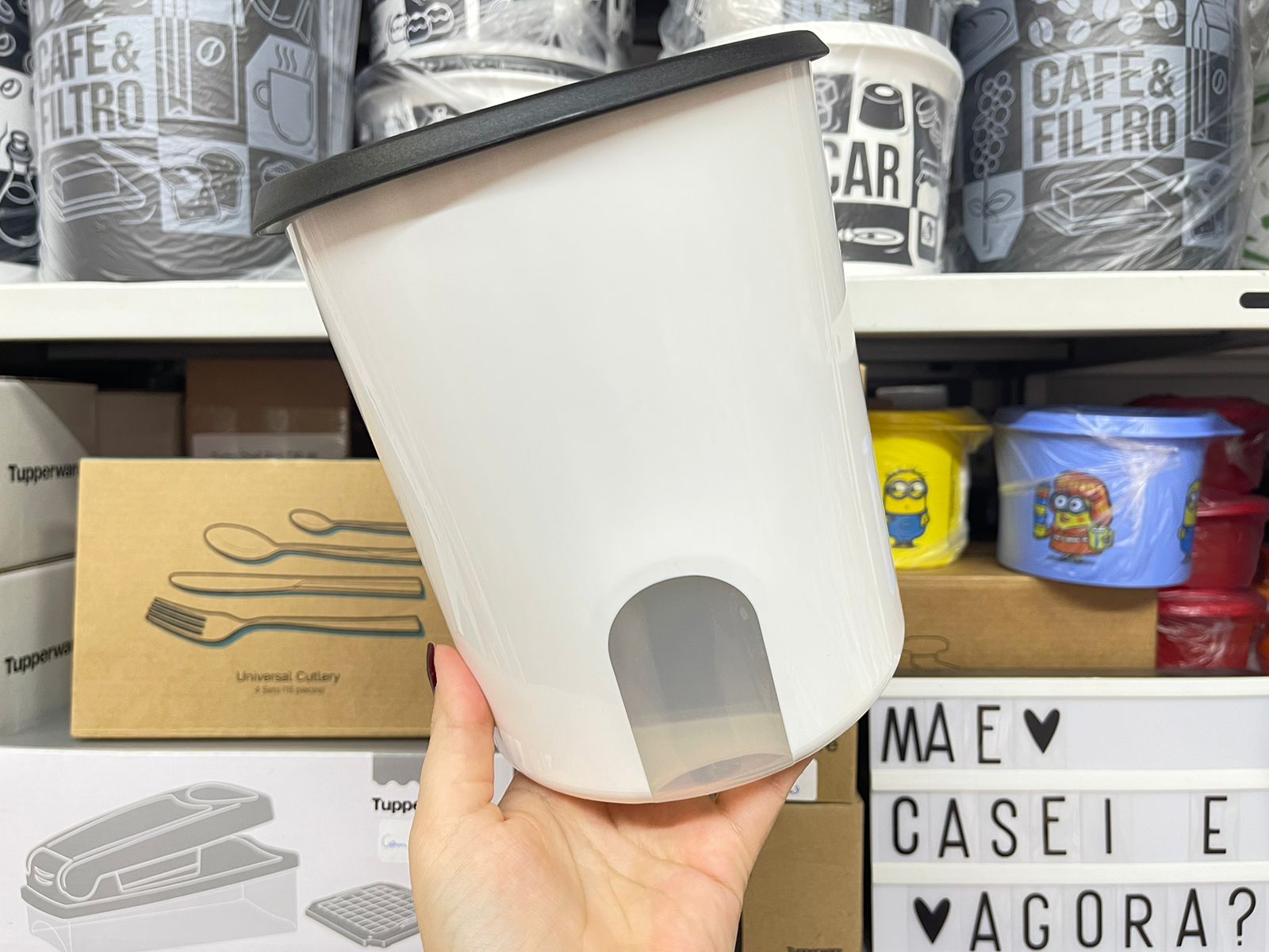 Tupperware Kit 3 Visualware Branca Tampa Preta - Mãe, Casei e Agora?-Tupperware!