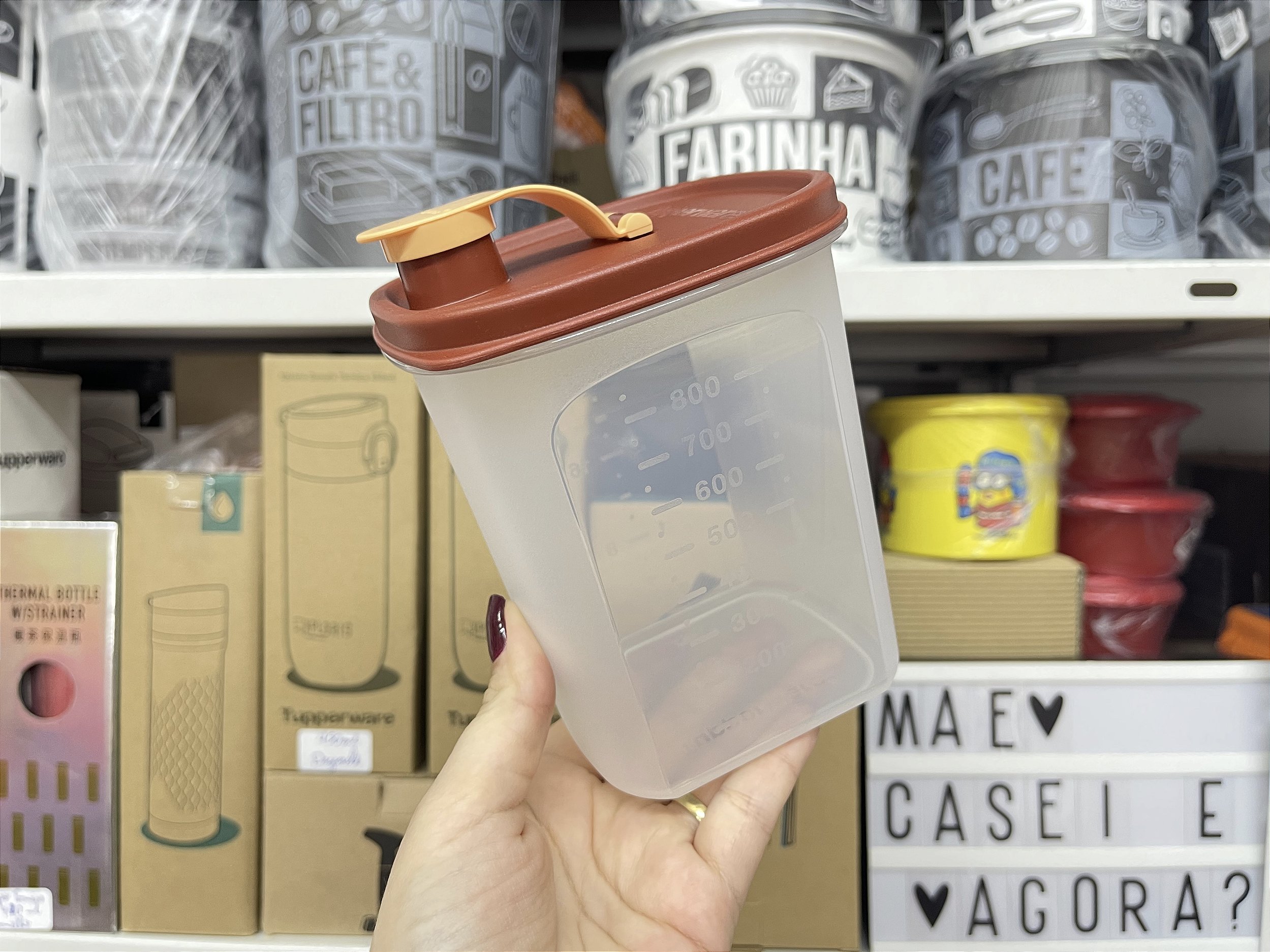 Tupperware Tupper Slim 1 Litro Transparente e Marrom - Mãe, Casei e ...