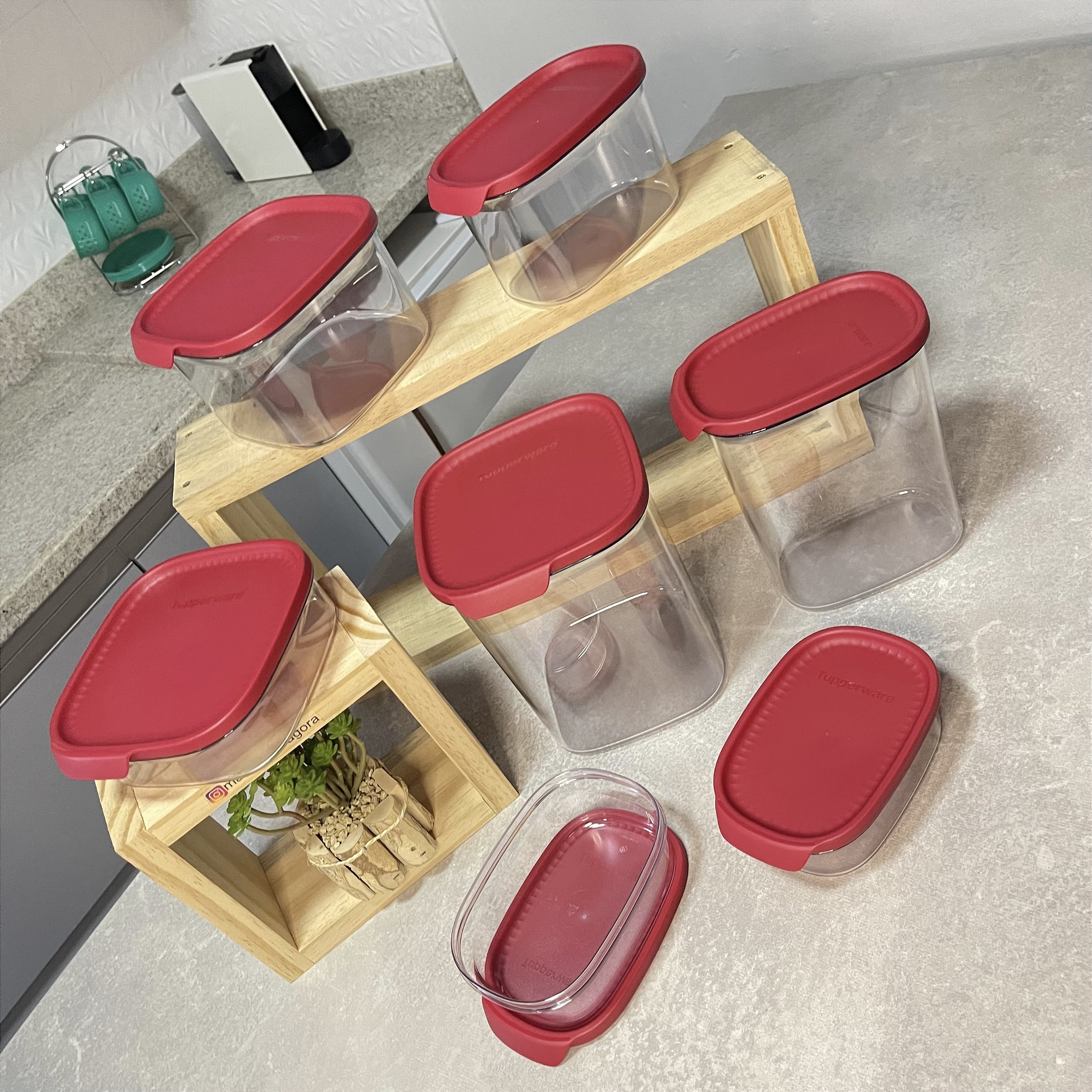 Tupperware Kit 7 Ultra Clear Transparente e Tampa Vermelha - Mãe, Casei ...