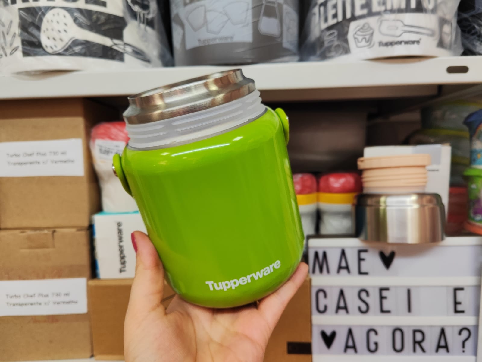 Tupperware Pote Térmico com Colher 1 Litro Verde - Mãe, Casei e Agora ...