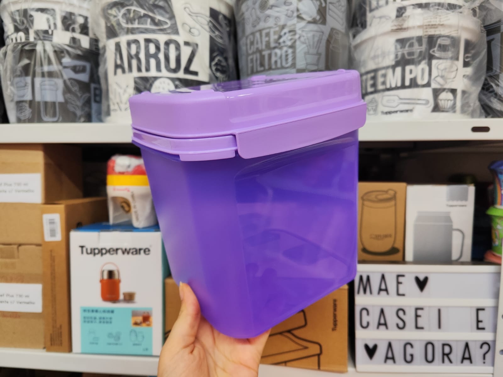 Tupperware Modular Quadrado Plus 3 - 4 Litros Lilás - Mãe, Casei e ...