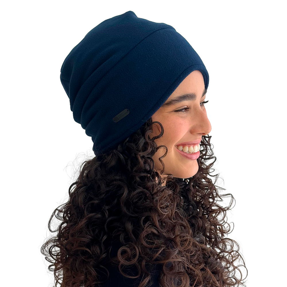 Touca de Inverno com Cetim - Azul Marinho - Super Cacheada - Super Cacheada