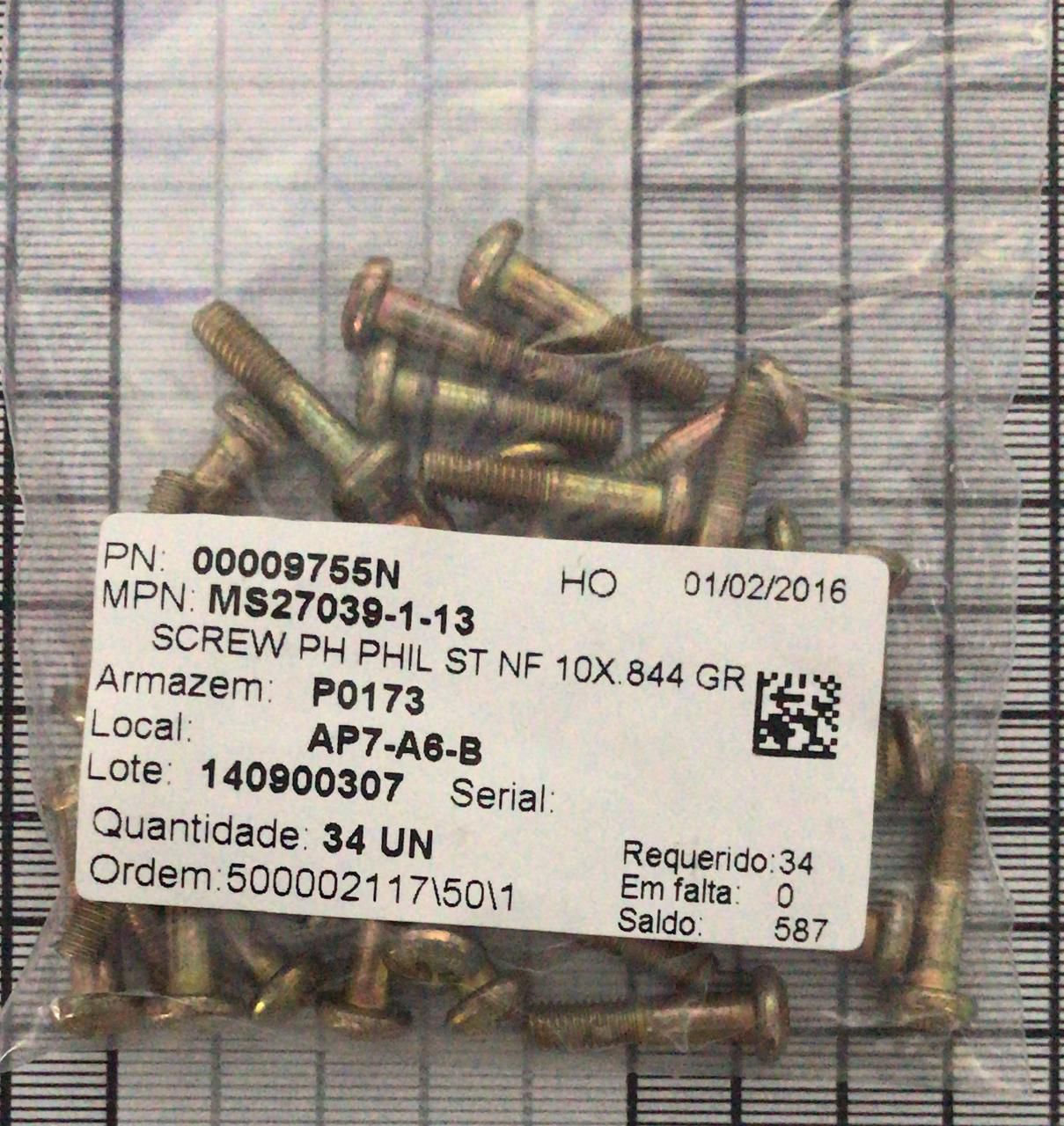 PARAFUSO BOLEADO PHILLIPS - MS27039-1-13 - Fibraer