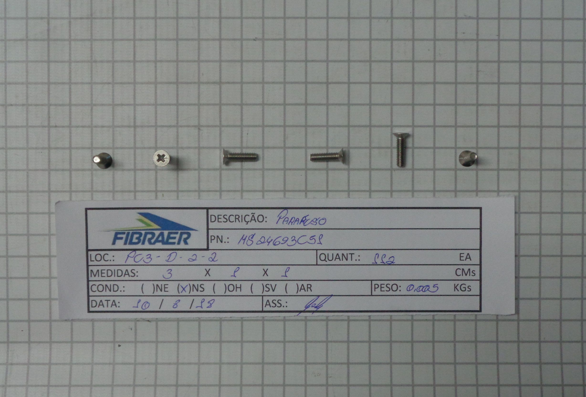 PARAFUSO ESCAREADO - MS24693C51 - Fibraer