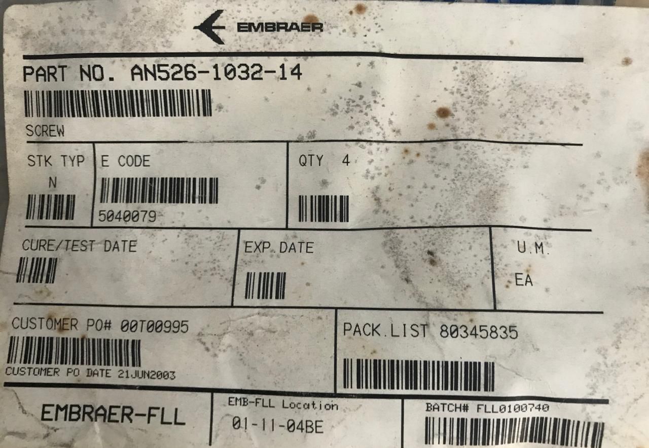 PARAFUSO BOLEADO FENDA - AN526-1032-14 - Fibraer