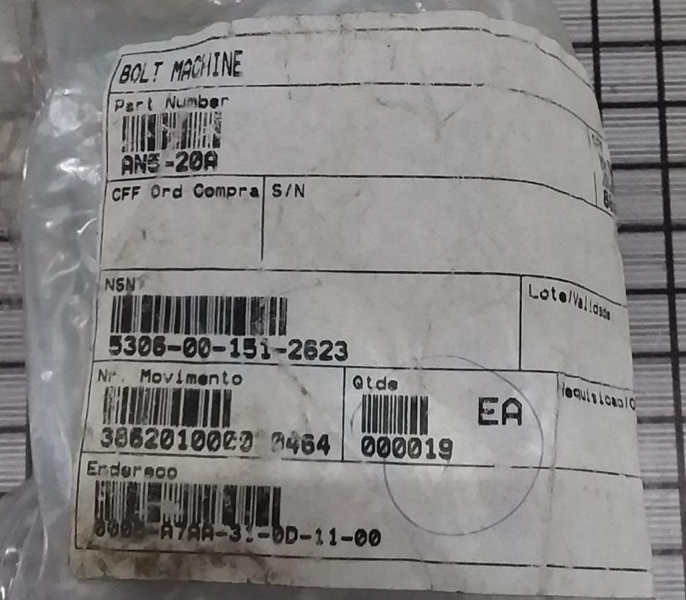 PARAFUSO SEXTAVADO - AN5-20A - Fibraer