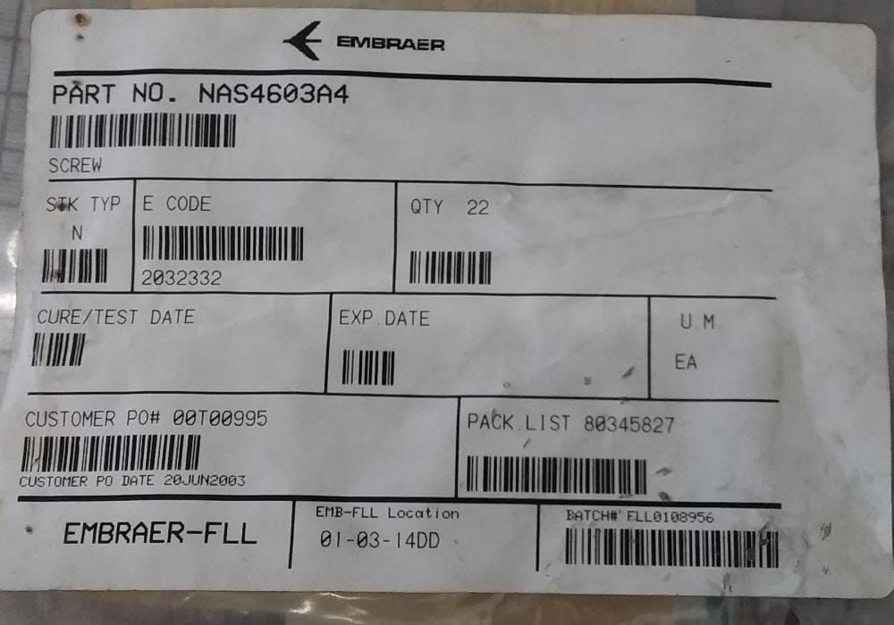 PARAFUSO - NAS4603A4 - Fibraer