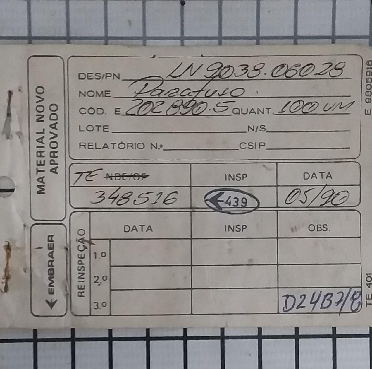 PARAFUSO SEXTAVADO 1/4" - LN9038-06028 - Fibraer