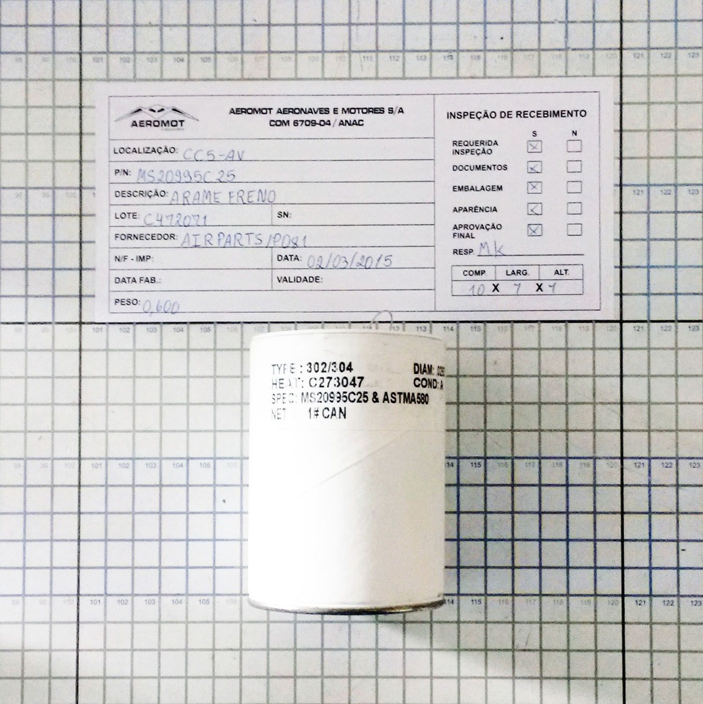 ARAME DE FRENO 0,025" - MS20995C25 - Fibraer