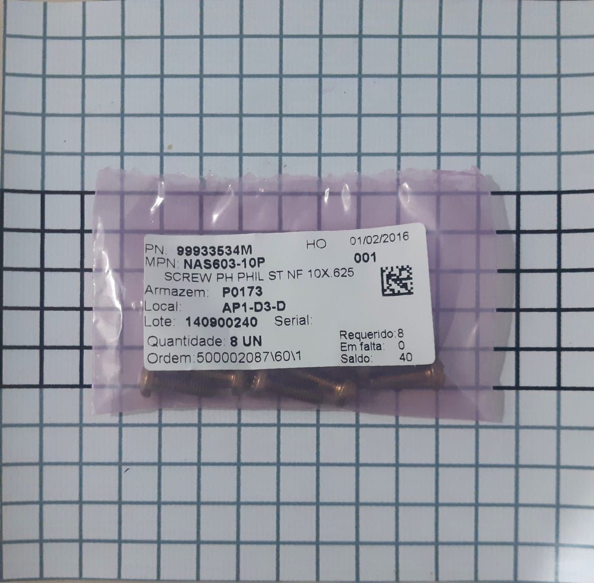 PARAFUSO - NAS603-10P - Fibraer