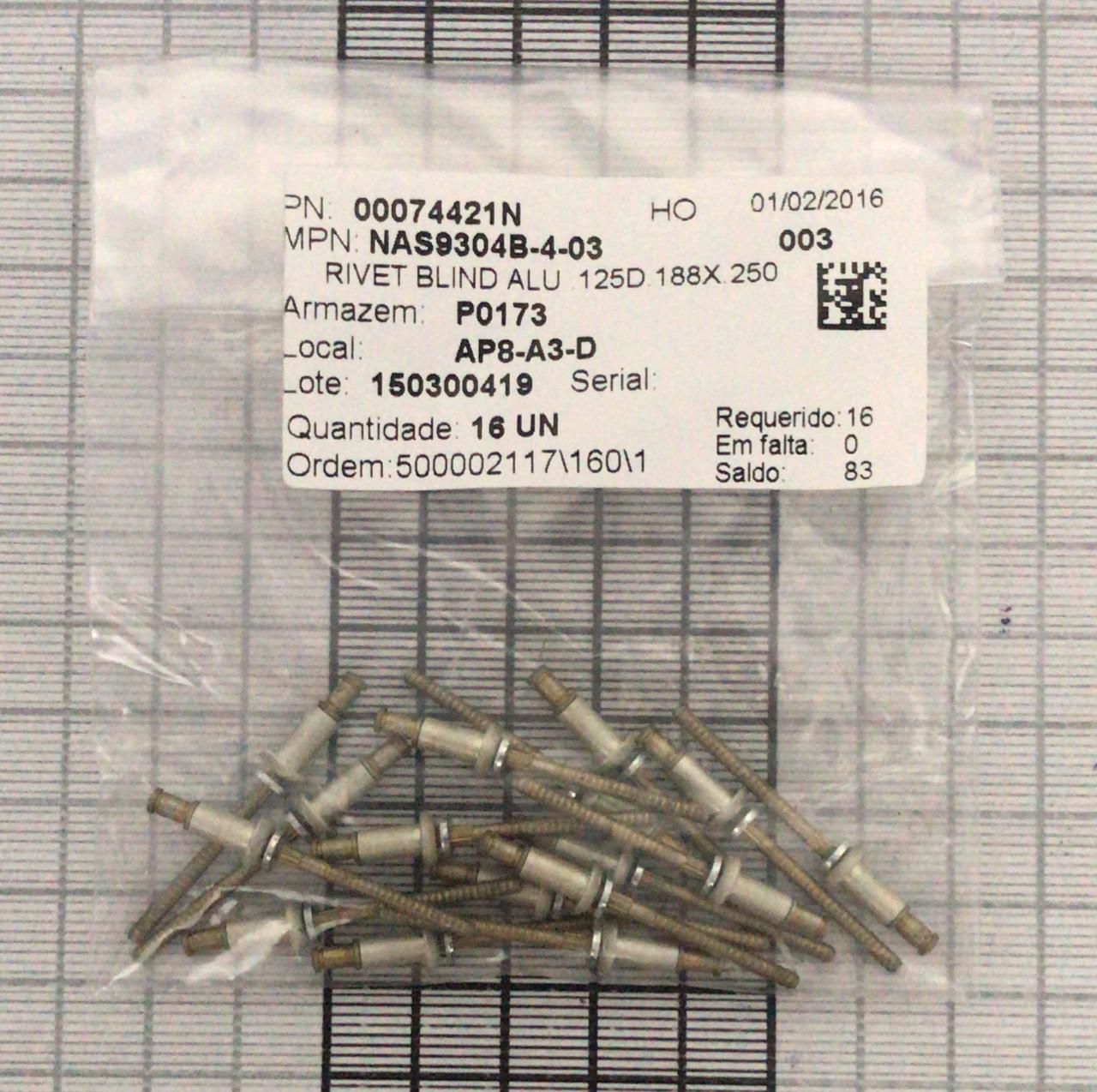 REBITE - NAS9304B-4-3 (068491A-00) - Fibraer