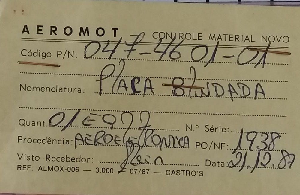 PLACA BLINDADA - 047-4601-01 - Fibraer