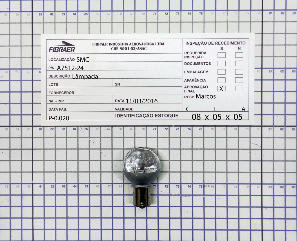 LÂMPADA ESPELHADA 24V - A7512-24 (MS25309-7512 / WL-A-7512-24) - Fibraer
