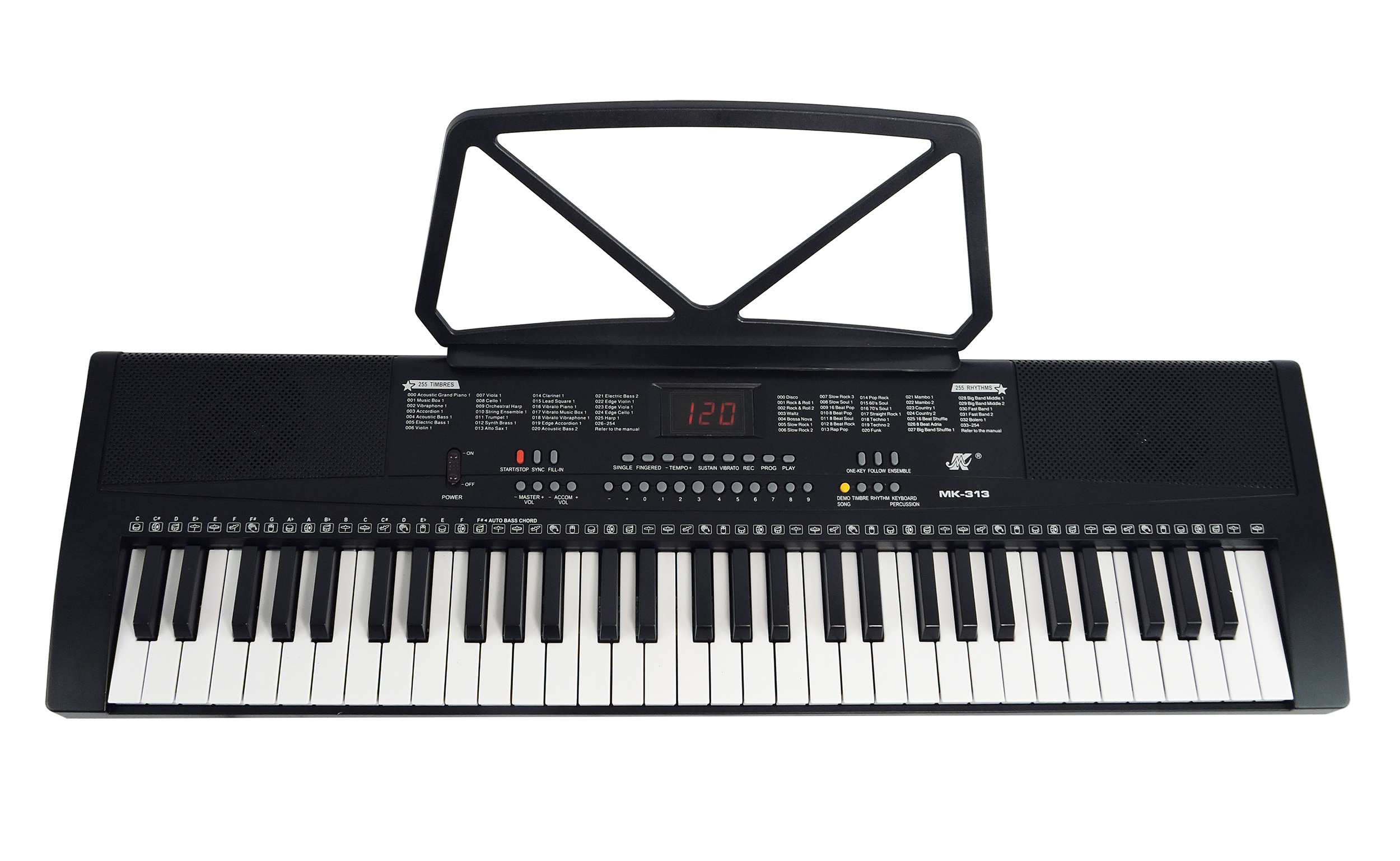 Teclado Musical Infantil Meike 61 Teclas MK-313 - Visor LED + Fonte ...