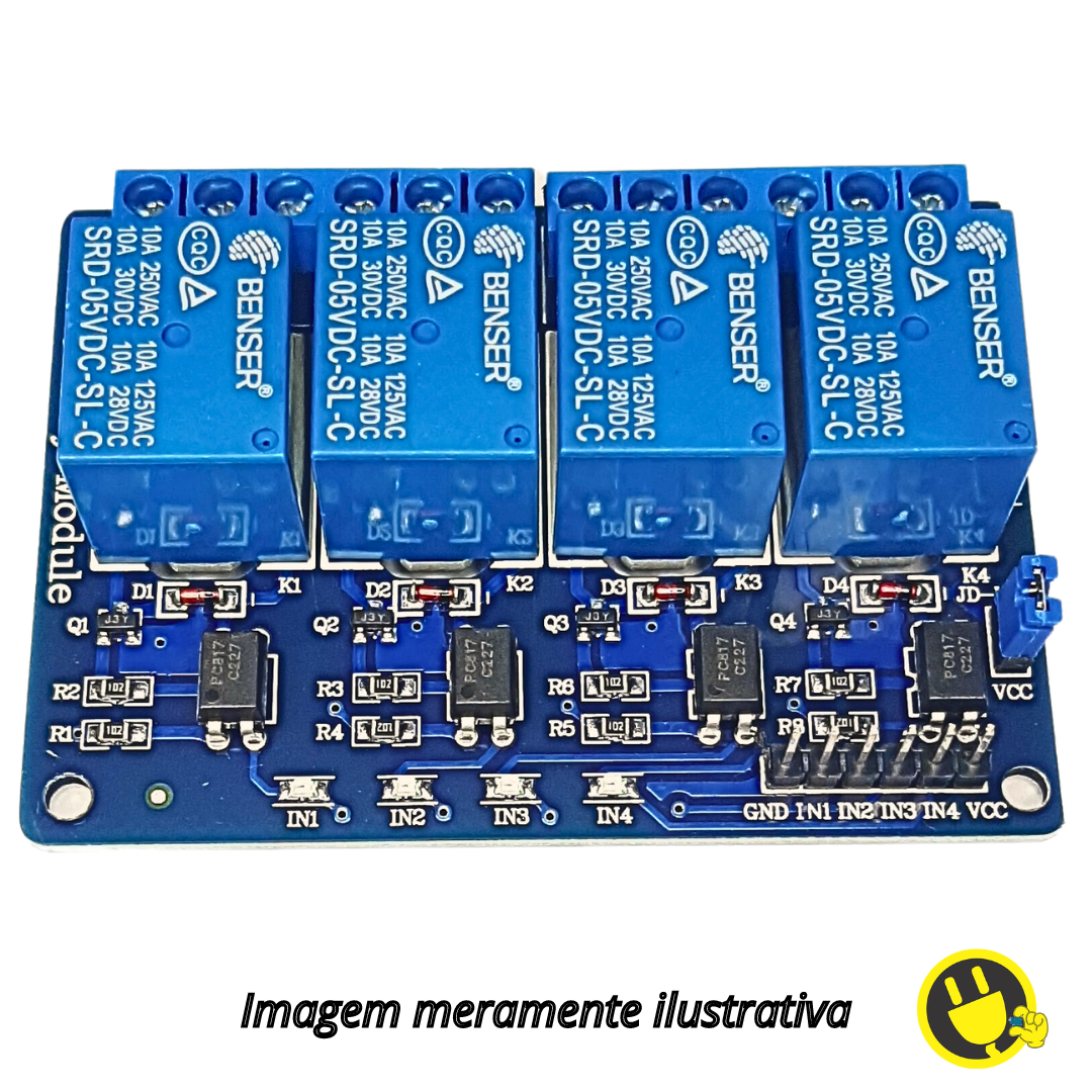 Módulo Relé 4 Canais 5V - Benser - SmartProjects Brasil | Componentes ...