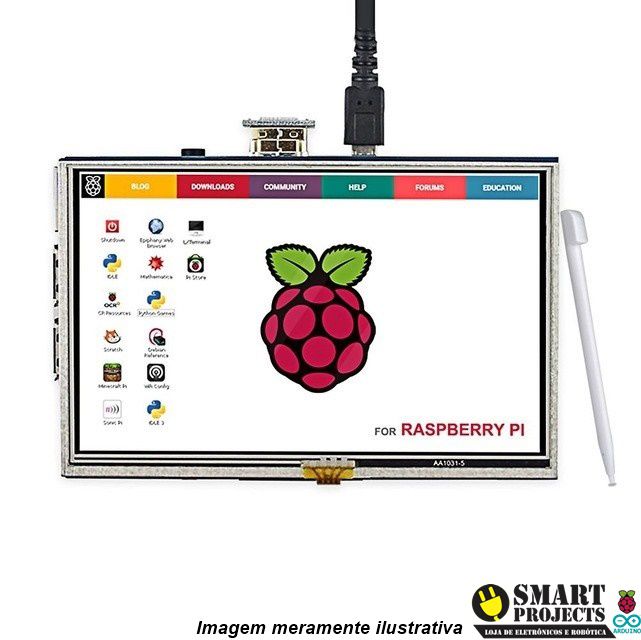 Display LCD 5" polegadas touch screen Raspberry Pi 3 - SmartProjects ...