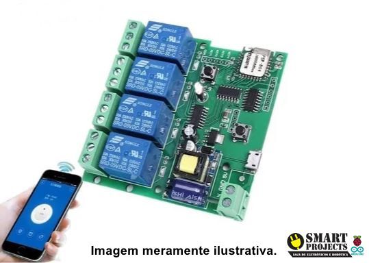 Módulo Rele Interruptores Wifi 4 canais - SmartProjects Brasil ...