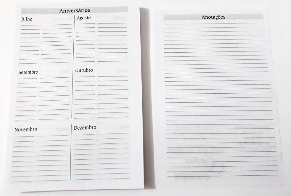 2 Miolos De Agenda Permanente Refil Bloco Sem Furo Refilada Grafiara - Agenda Personalizada ...
