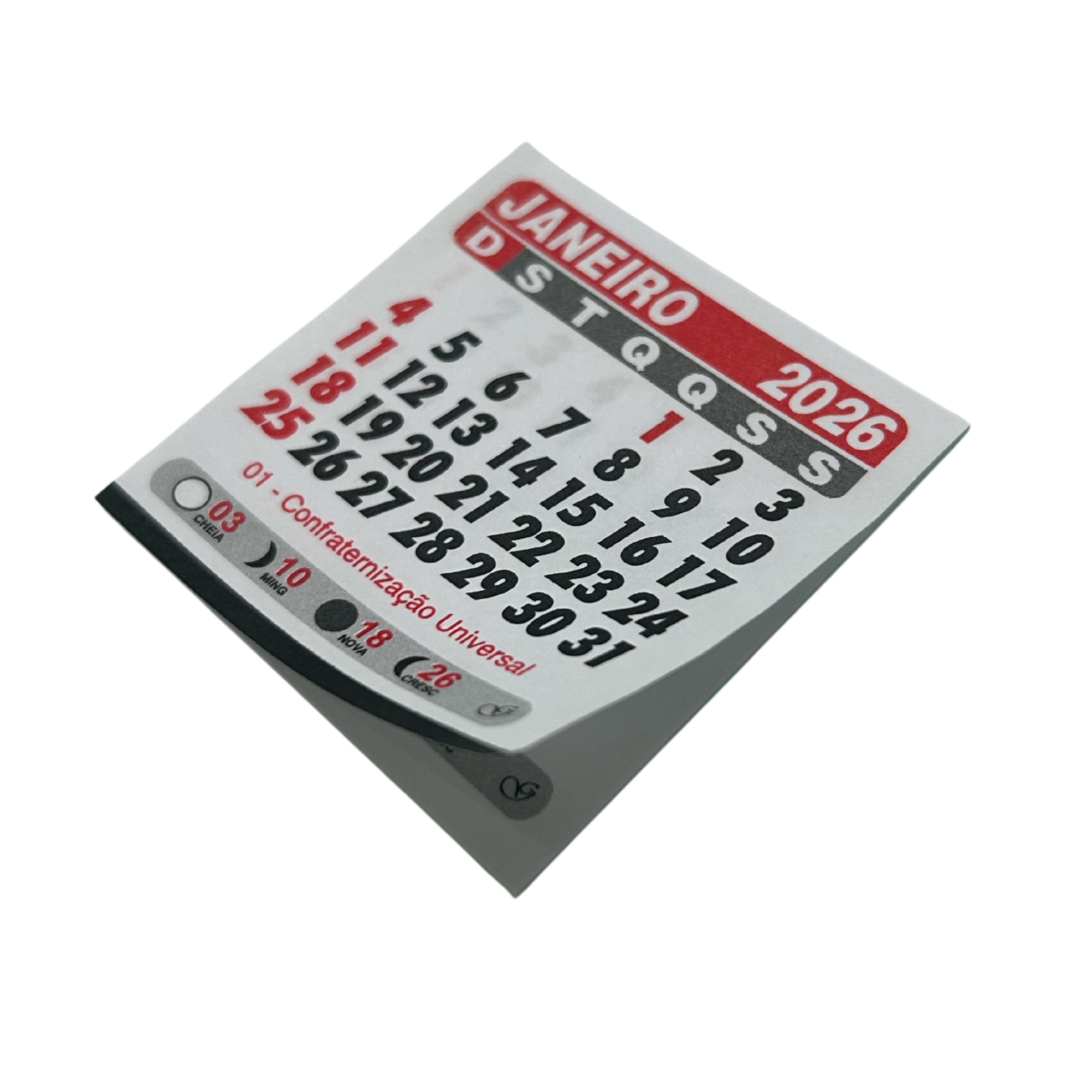 3000 Bloco Folhinha Mini Calendário 2026 Para Imã Geladeira 5x5 ...