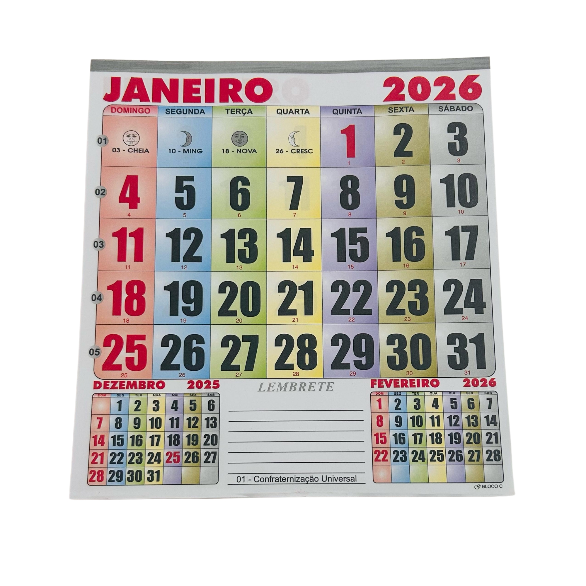30 Calendários Folhinha Parede 2026 Colorido Bloco 21x22 Refil Anual - Agenda Personalizada ...