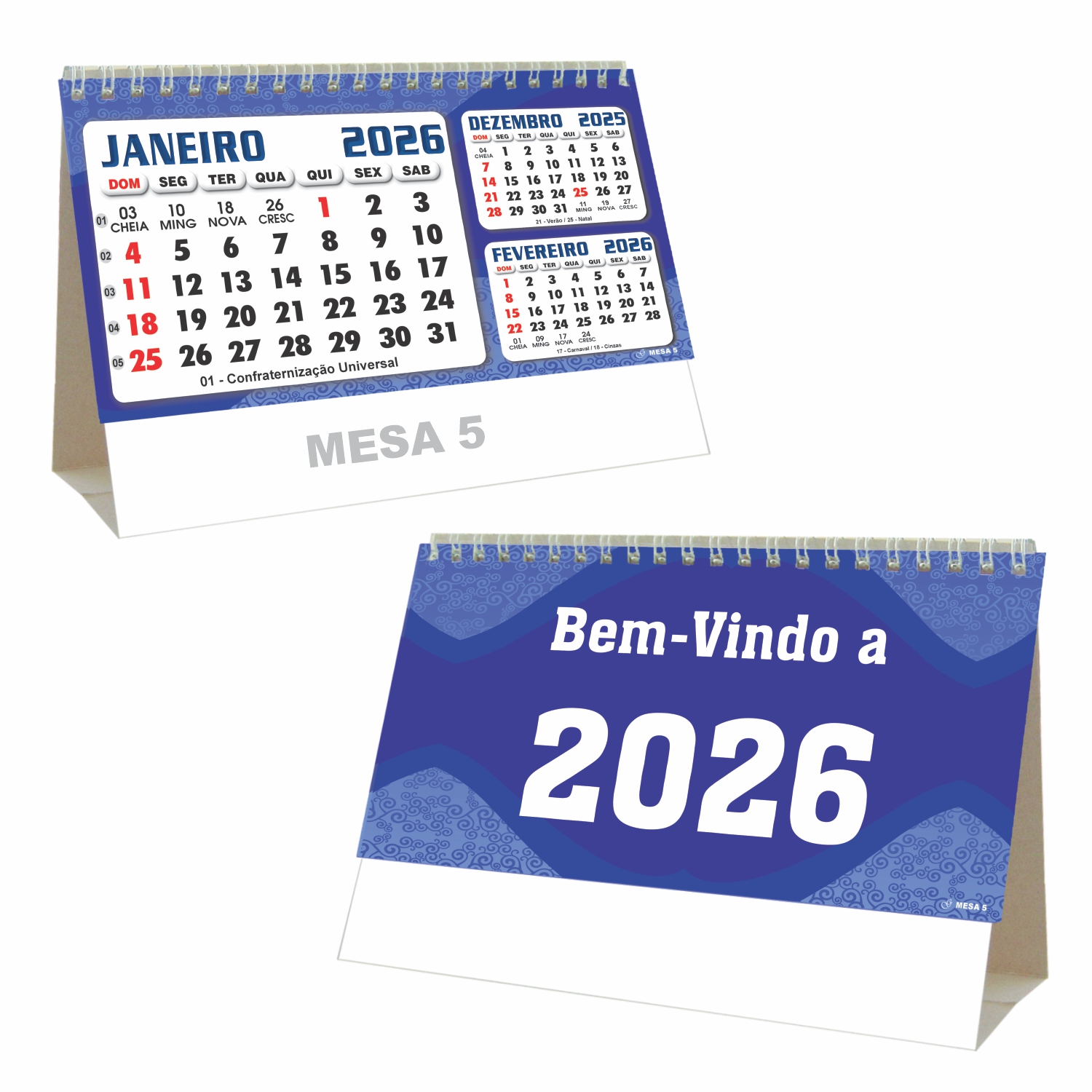 50 Calendários de Mesa 2026 Espiral Folhinha Sem Personalizar - Agenda ...