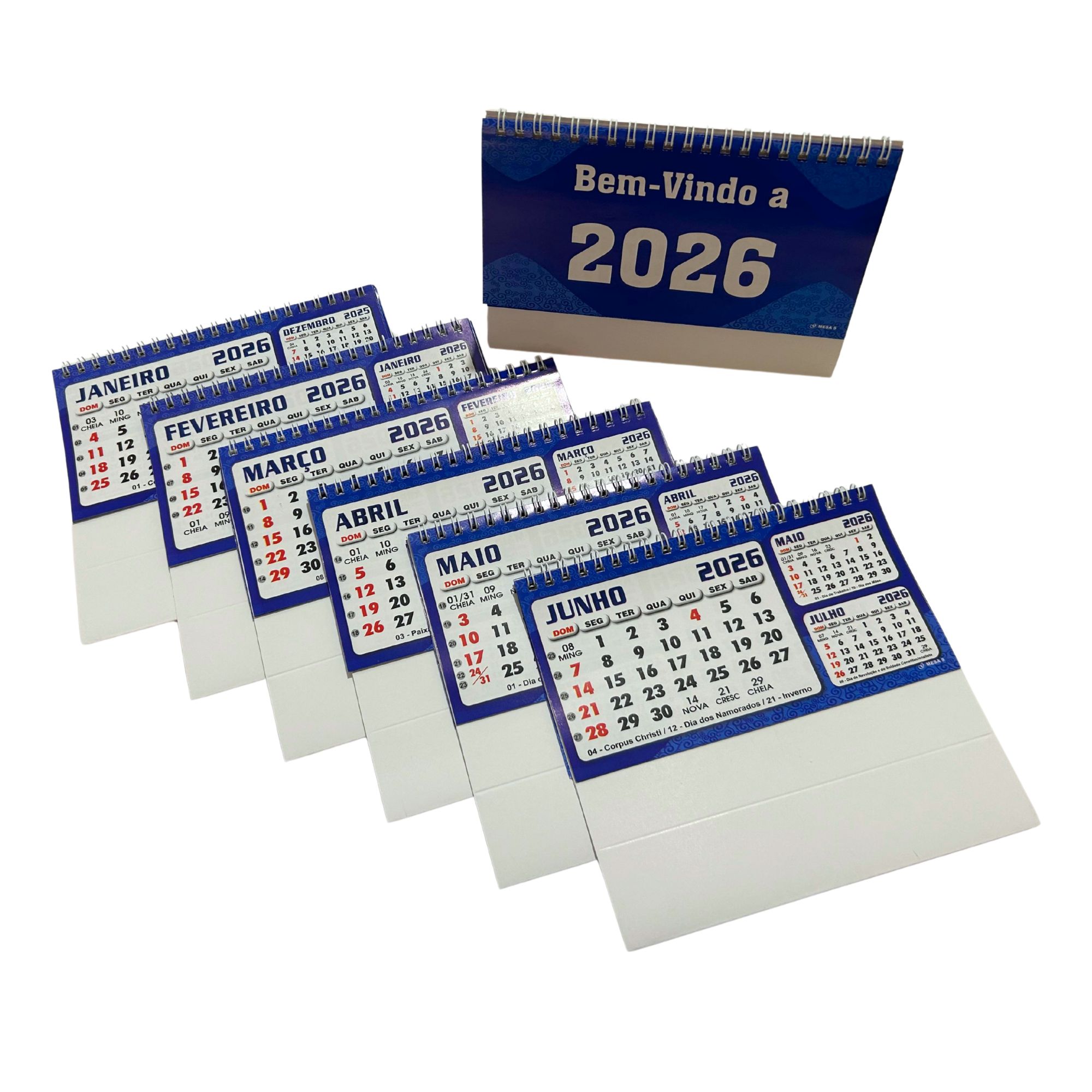50 Calendários de Mesa 2026 Espiral Folhinha Sem Personalizar - Agenda ...