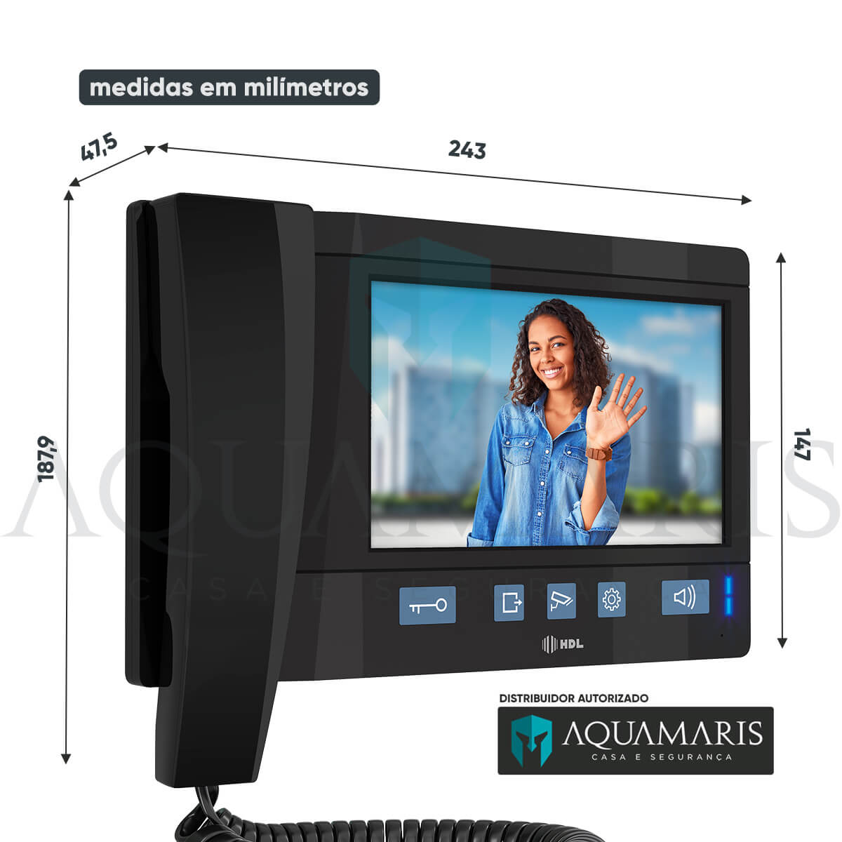 Vídeo Porteiro HDL Advance Interfone Com Câmera Residencial 7 Polegada - Aquamaris - Casa e ...