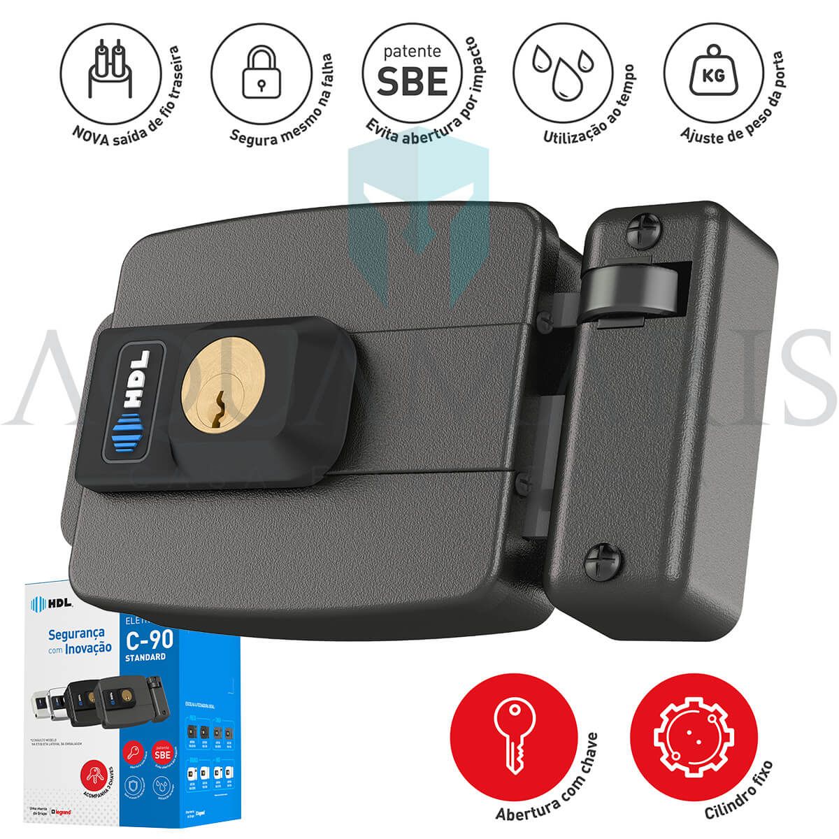 Vídeo Porteiro Eletrônico Com Fechadura Elétrica HDL C90 STD 40mm ...