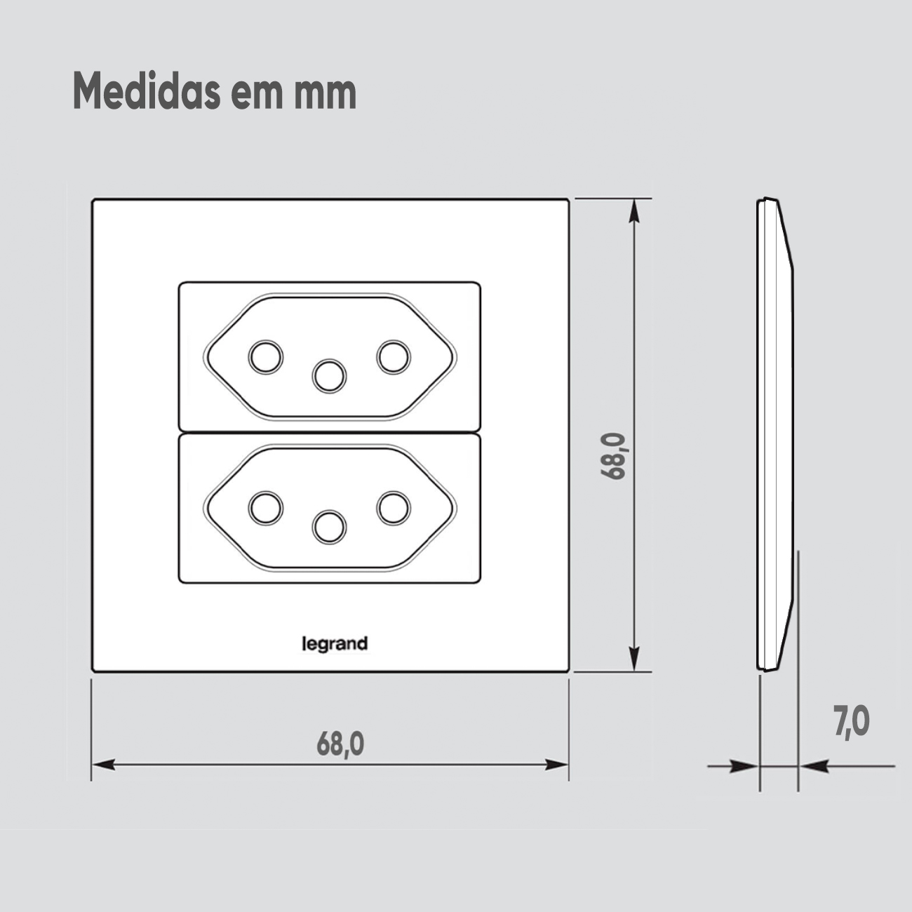Kit Tomada Dupla 20A Com Placa Para Embutir em Móveis Preto PIAL Plus+ ...