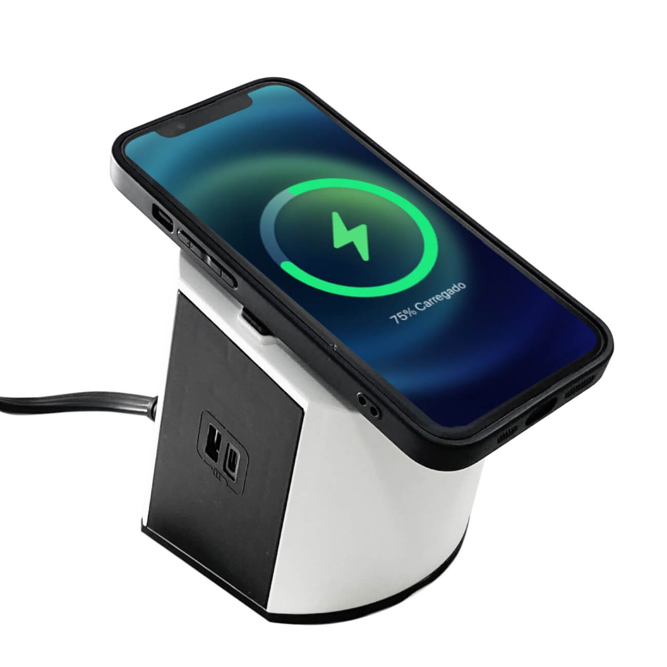 Extensão Tower Carregador por Indução + USB Tipo C+A Tomada Tripla ...