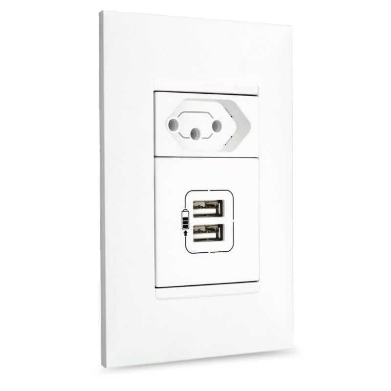 Kit Tomada USB Dupla + Tomada Simples 10A Legrand Pial Completa ...