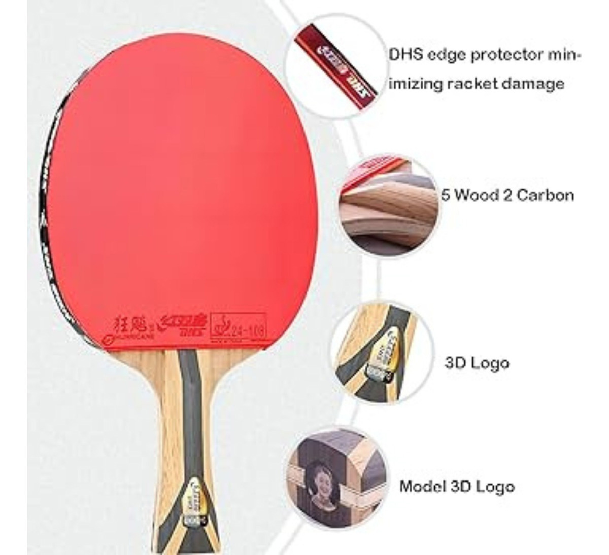 Raquete Carbono Clássica 7 Estrelas Modelo Dhs H7002 Profissional Têni ...