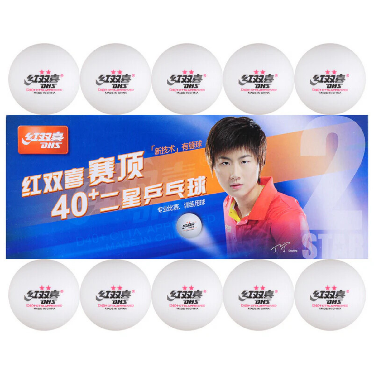 10 Bolas DHS D40+ 2 Estrelas Plástico ABS Branca Tênis de Mesa - Tênis de Mesa Store - Loja de ...