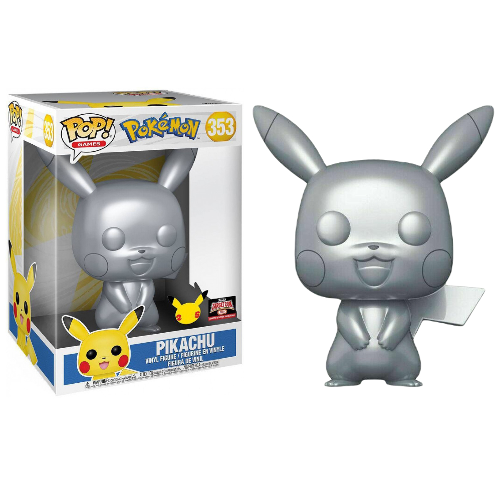 Funko Pop! Games Pokemon Pikachu 353 Exclusivo Silver 10 Polegadas ...