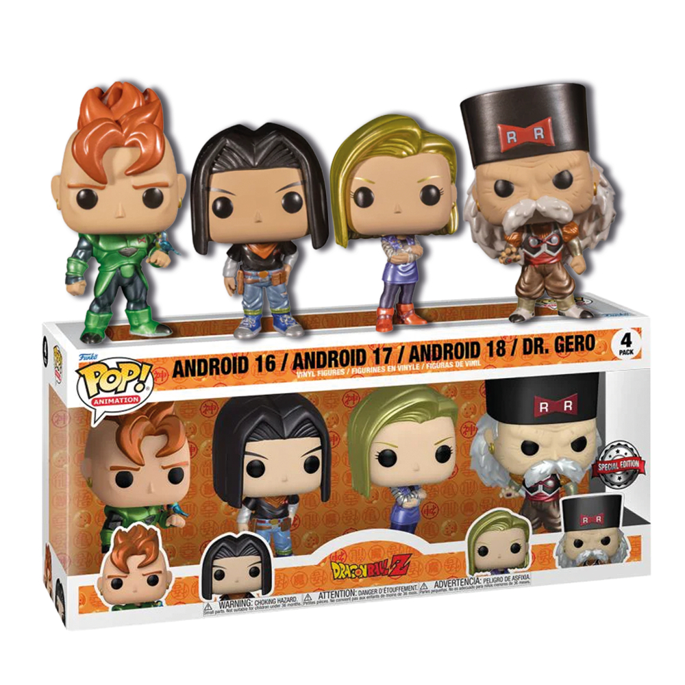 Funko Pop! Android 16 Android 17 Android 18 Dr. Gero 4 Pack Original ...